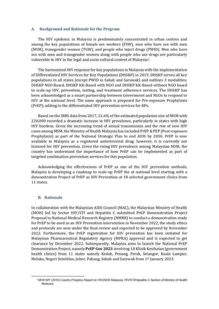 EOI FOR THE PrEP GOV 2023 PROJECT - Malaysian AIDS Council